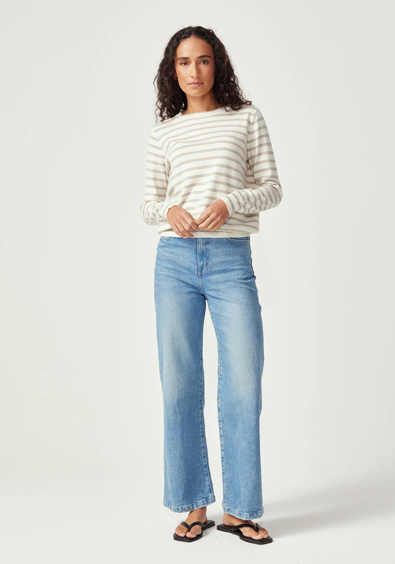 Fountain Sweater in White Linen & Pearl Stripe | Untouched World ...