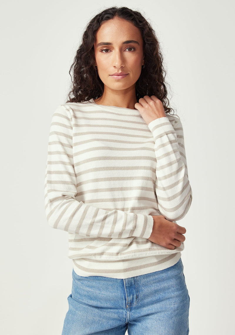 Fountain Sweater in White Linen & Pearl Stripe | Untouched World – Sarah Thomson